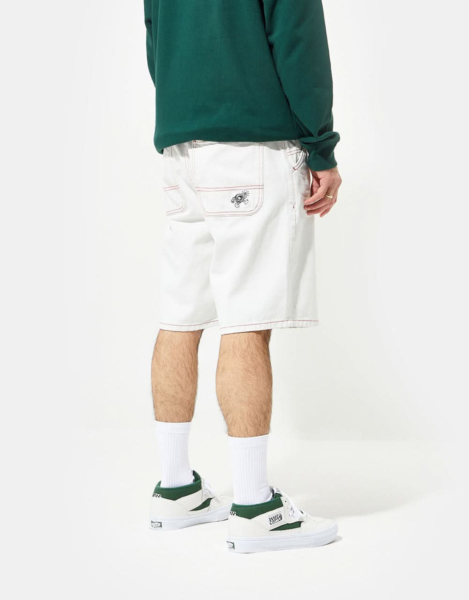 Route One Super Baggy Denim Shorts - Ivory Cream