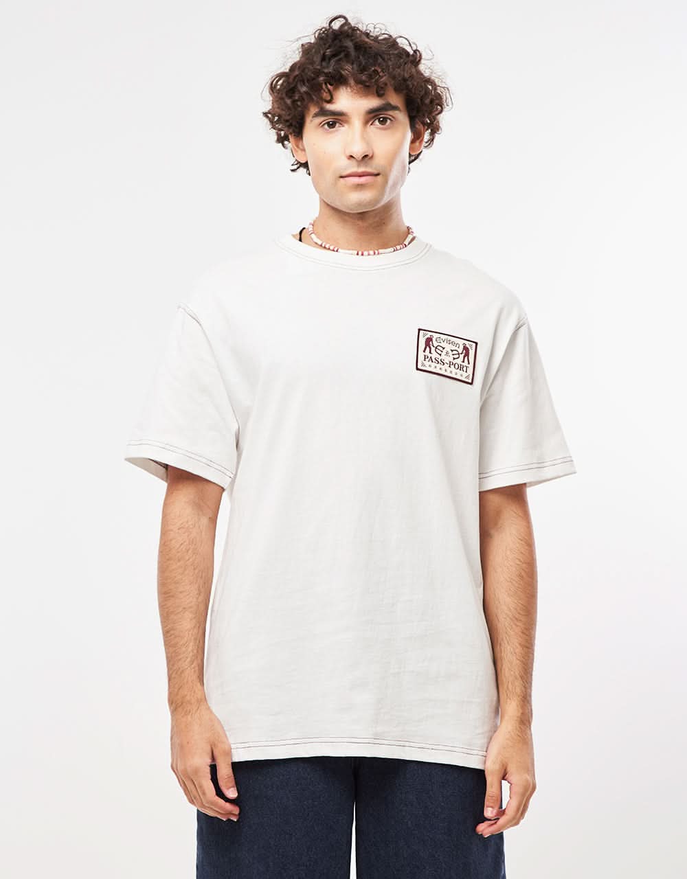 Pass~Port x Evisen Logo Lock~Up T-Shirt - White Pass~Port x Evisen Logo Lock~Up T-Shirt - White