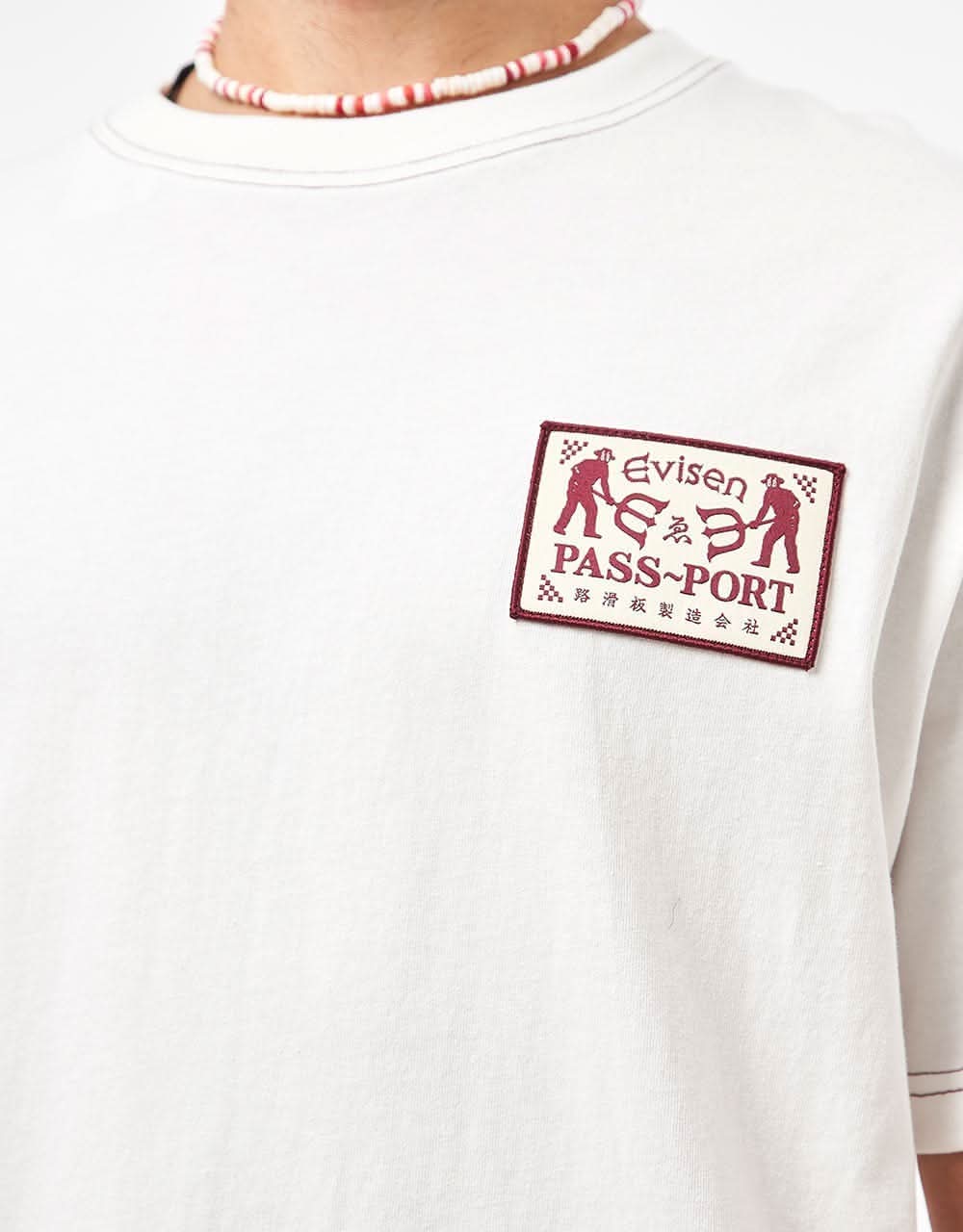 Pass~Port x Evisen Logo Lock~Up T-Shirt - White Pass~Port x Evisen Logo Lock~Up T-Shirt - White