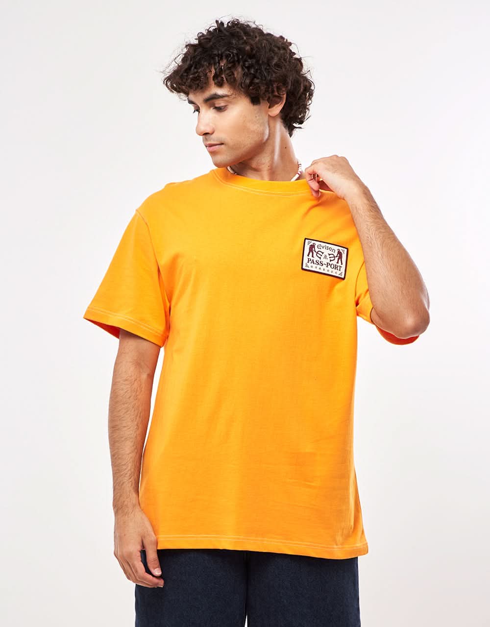 Pass~Port x Evisen Logo Lock~Up T-Shirt - Orange Sherbert Pass~Port x Evisen Logo Lock~Up T-Shirt - Orange Sherbert
