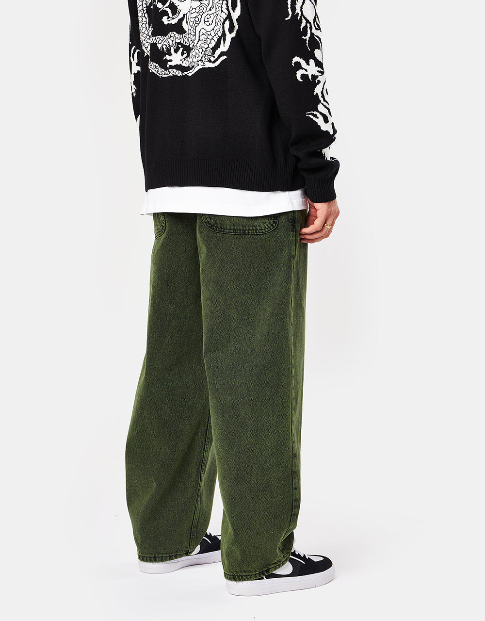 Route One Super Baggy Denim Jeans - Leaf Green