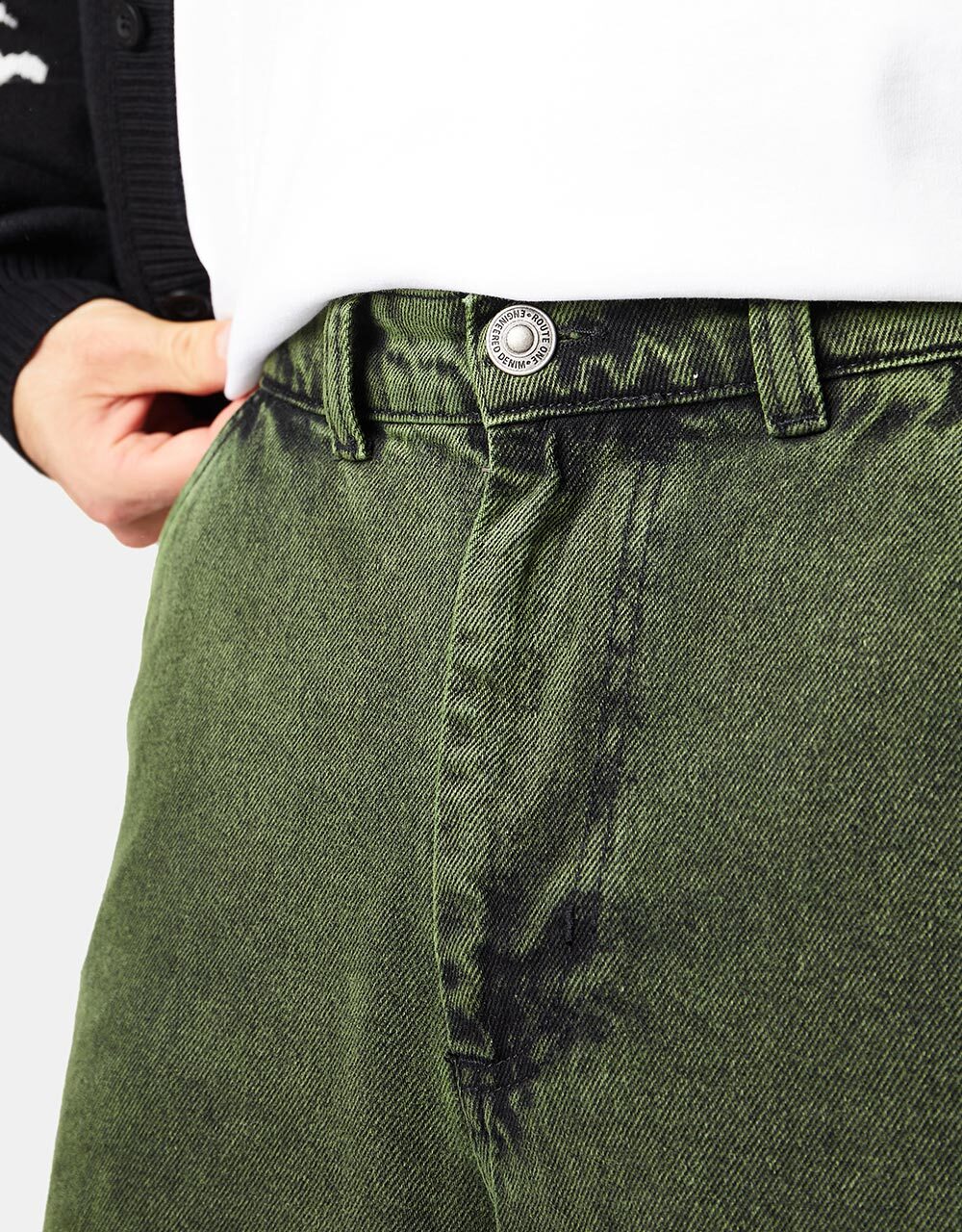 Route One Super Baggy Denim Jeans - Leaf Green