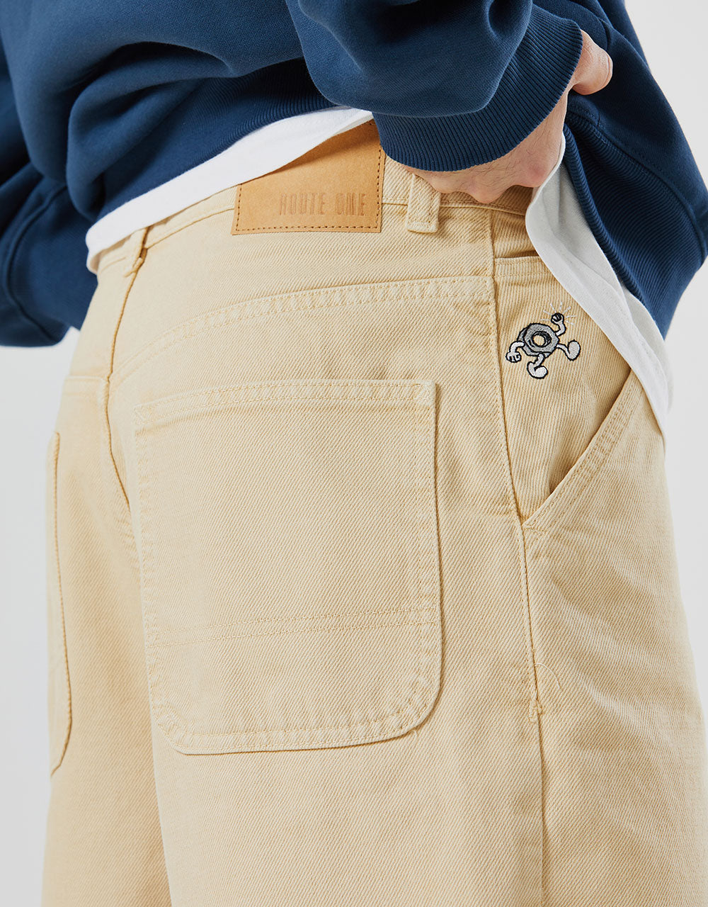 Route One Super Baggy Denim Jeans - Sand