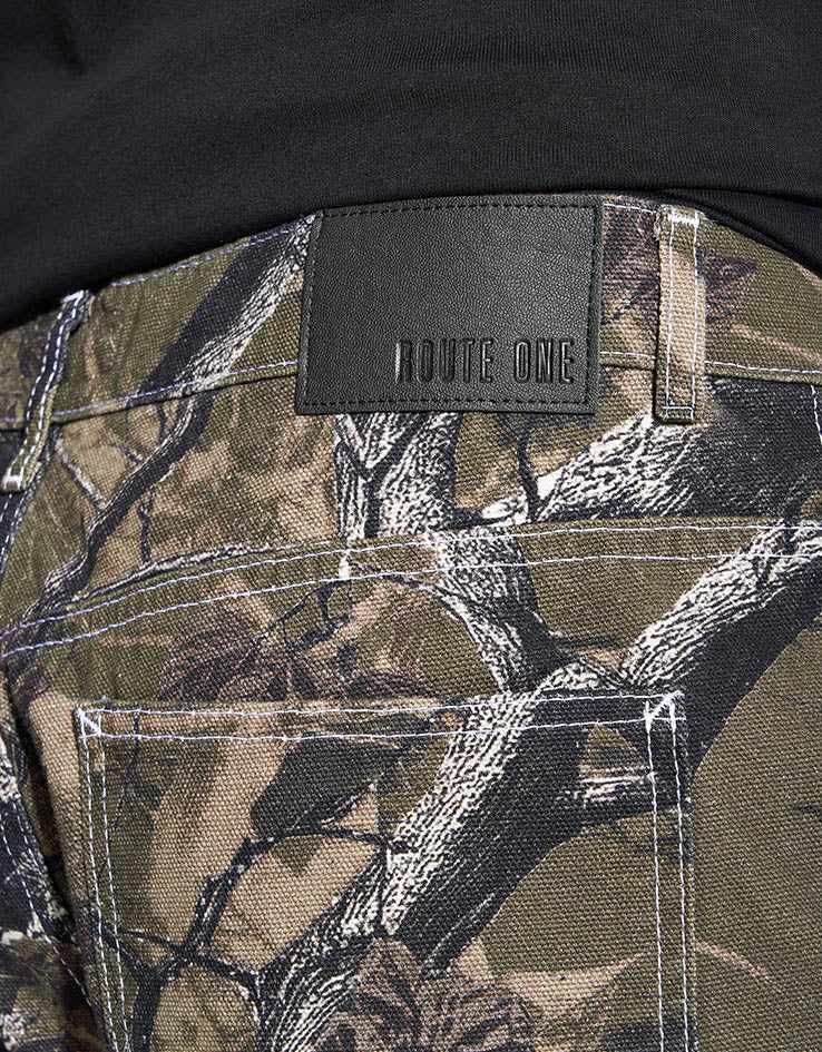 Route One Super Baggy Canvas Pants - Tree Camo (Green)