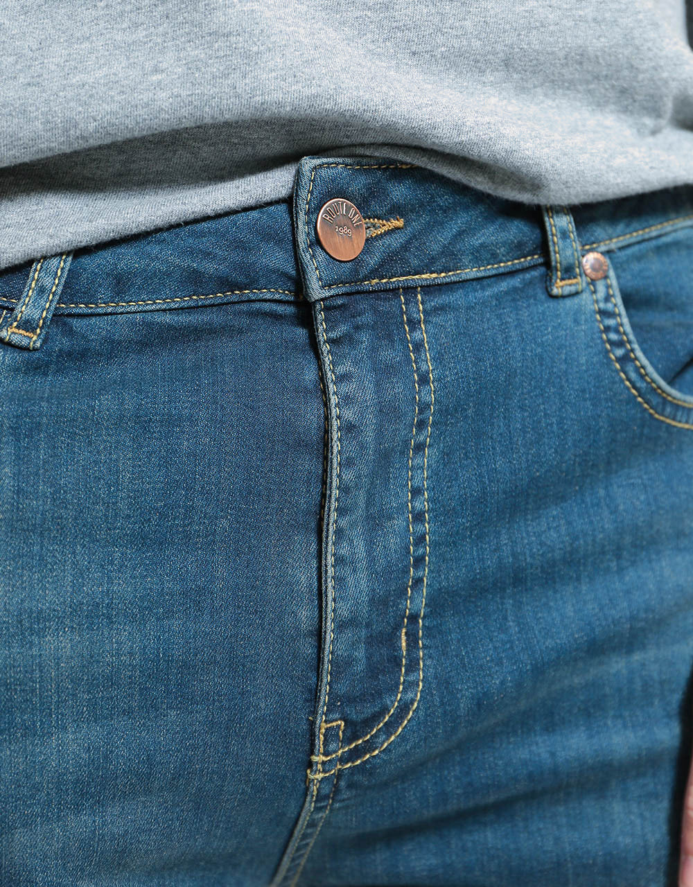 Route One Relaxed Denim Jeans - Mid Wash