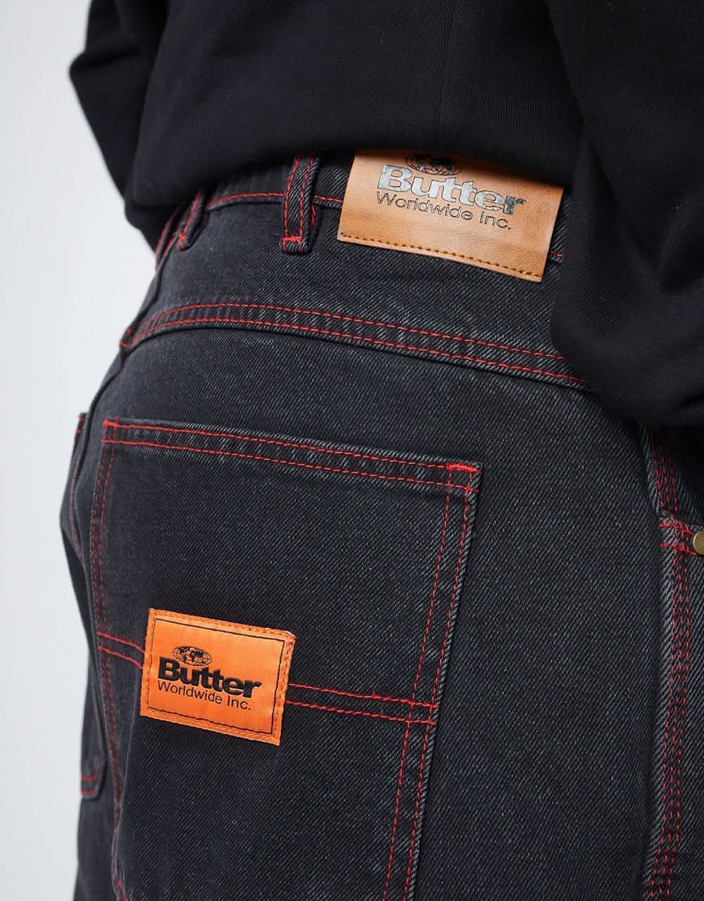 Butter Goods Santosuosso Denim Pant - Faded Black (Red Stitch) Butter Goods Santosuosso Denim Pant - Faded Black (Red Stitch)